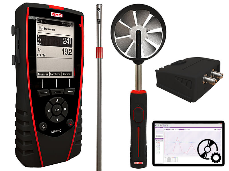Kimo MP 210 Anemometr + Manometr zestaw ADVANCED
