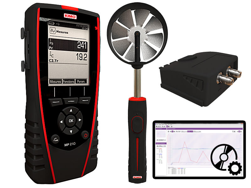 Kimo MP 210 Anemometr + Manometr zestaw ECO